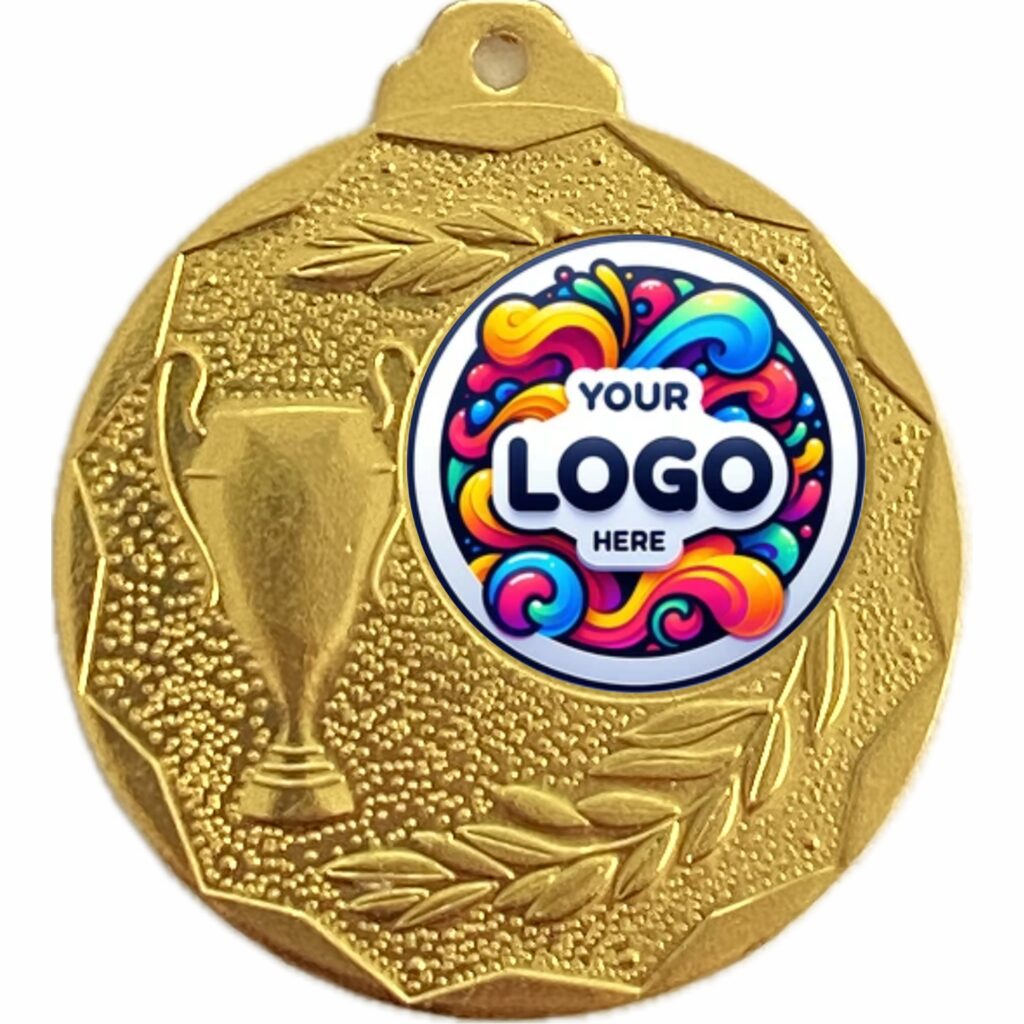 GOLD TROPHY MEDAL 50MM WITH 25MM RECESS INCLUDES A 10MM RIBBON - Trophy Guy